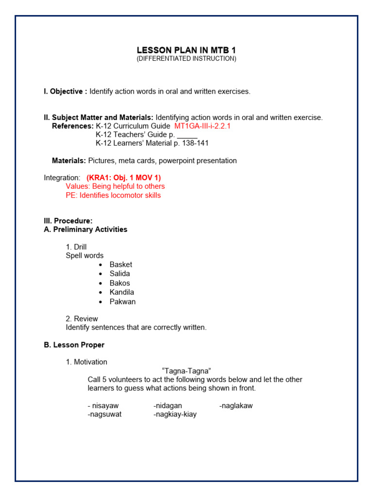 3rd-COT-in-MTB-Lesson-Plan | PDF | Teachers | Lesson Plan