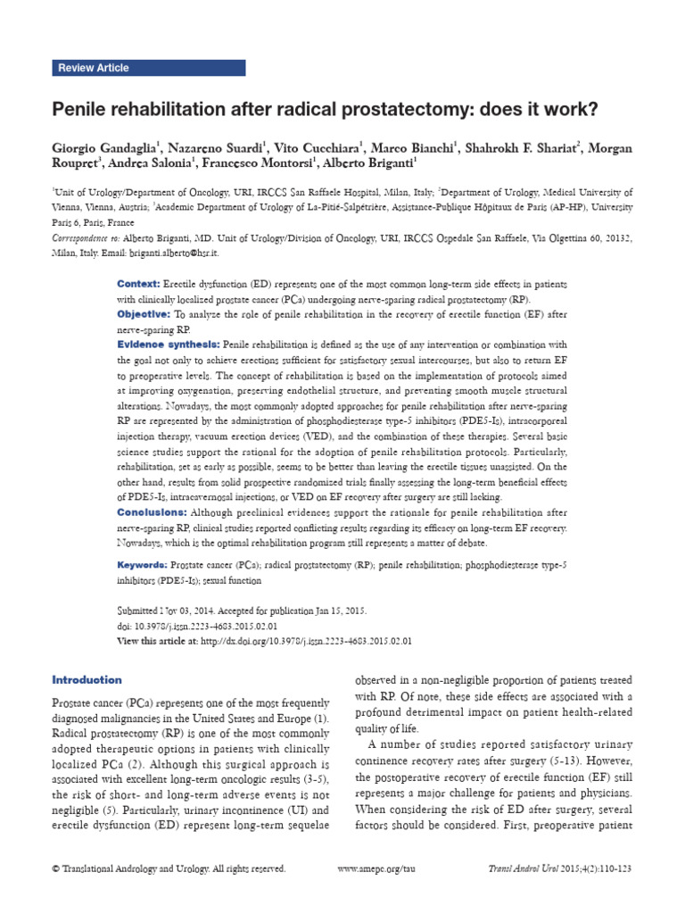 Penile Rehabilitation After Radical Prostatectomy Does It Work | PDF ...