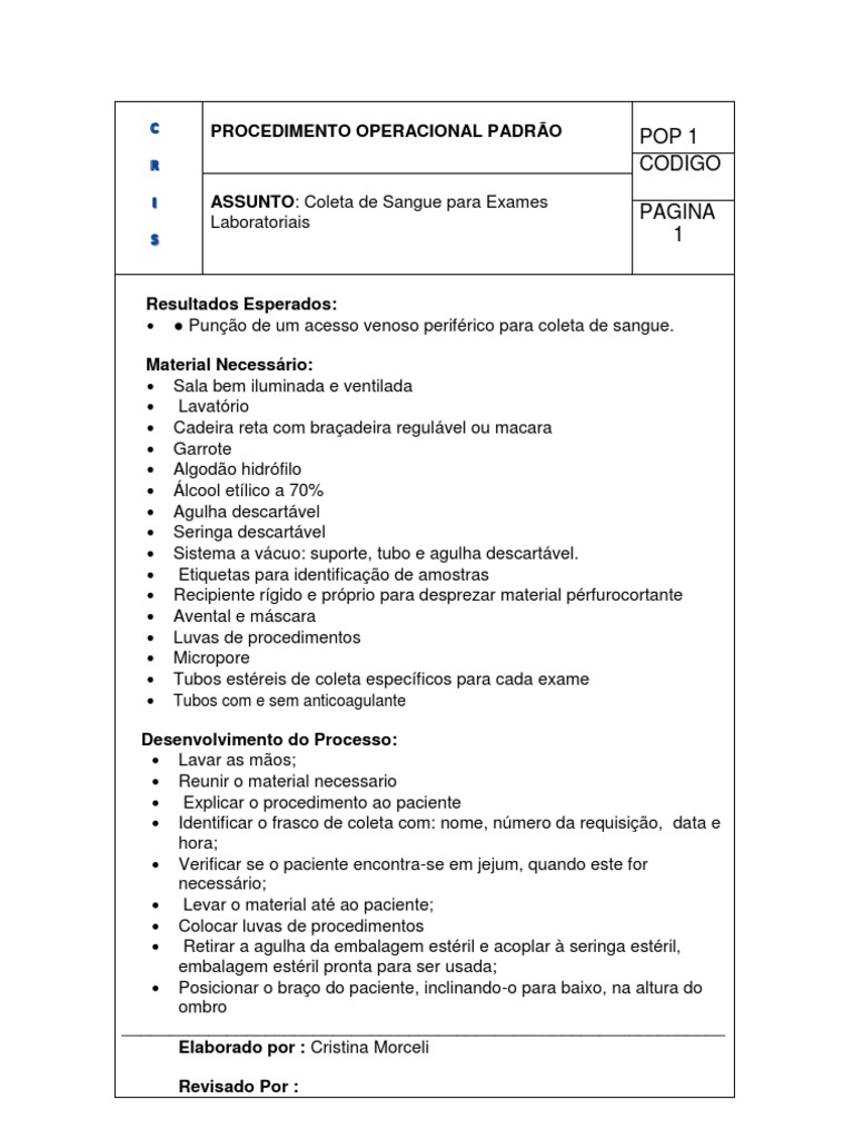 PROCEDIMENTO OPERACIONAL PADRÃO