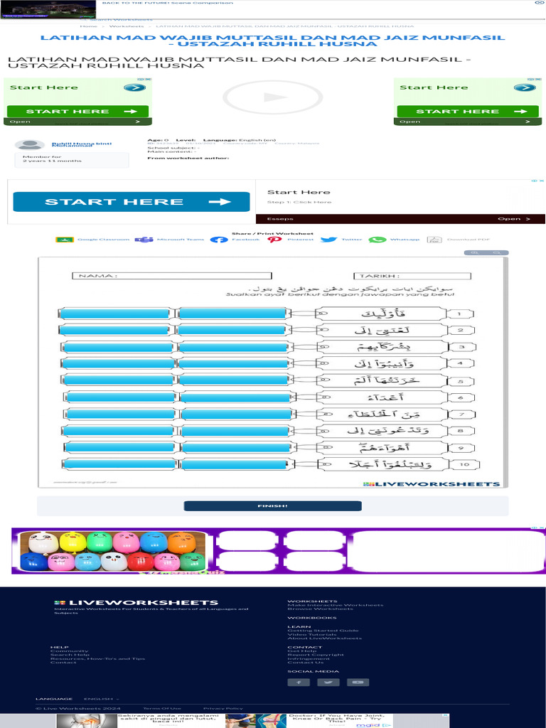 LATIHAN MAD WAJIB MUTTASIL DAN MAD JAIZ MUNFASIL - USTAZAH RUHILL HUSNA online exercise for Live ...