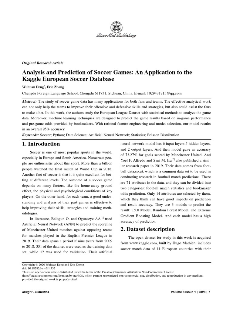 Analysis and Prediction of Soccer Games - An Application To The Kaggle ...