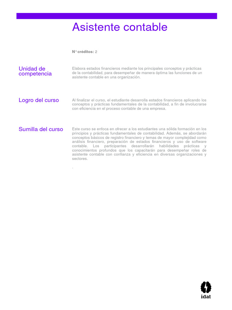 Silabo - Asistente Contable | PDF | Contabilidad | Estado financiero