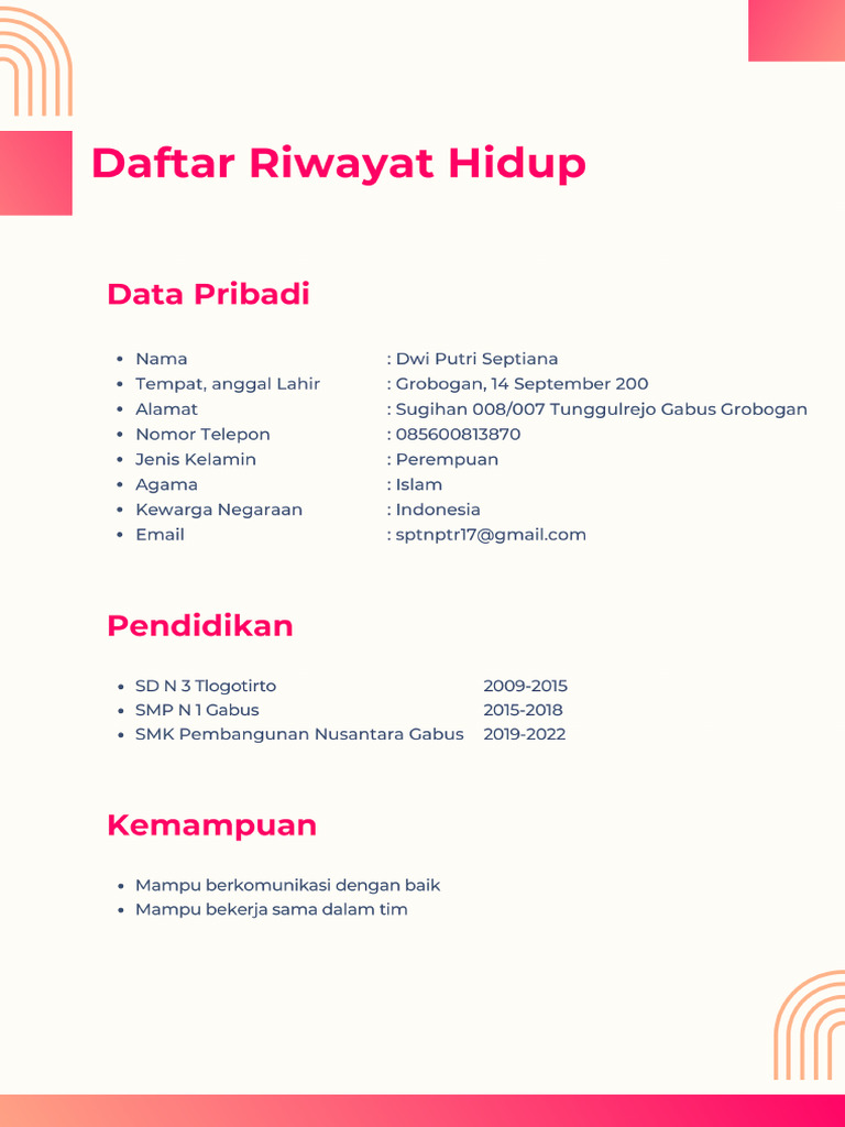 CV Dwi Putri PDF | PDF