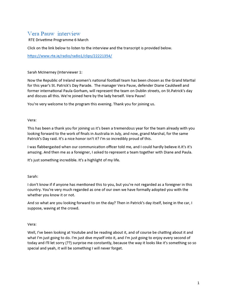Vera Pauw interview | PDF