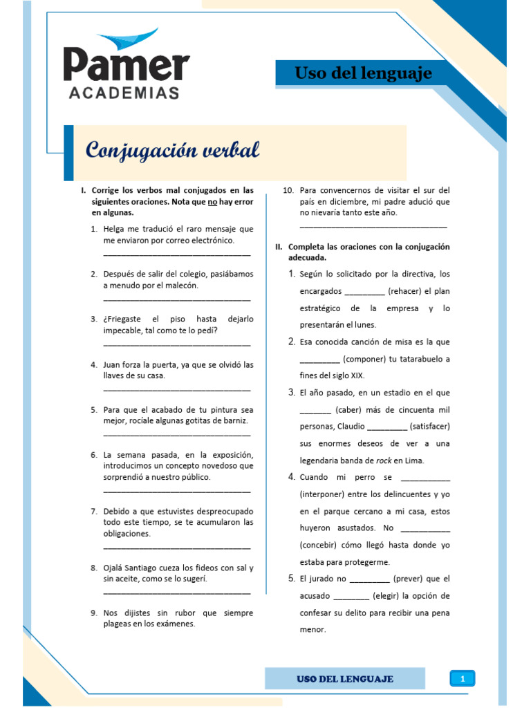 Conjugación Verbal - Alumnos | PDF
