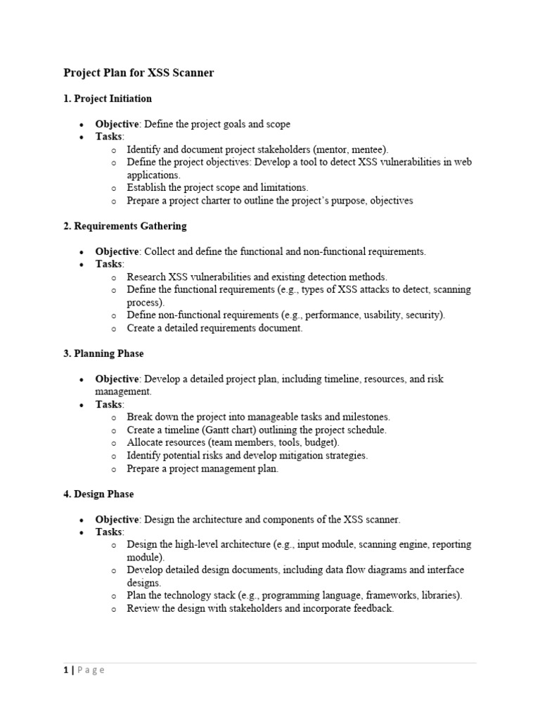 Project Plan For XSS Scanner | PDF | Software Testing | Vulnerability ...