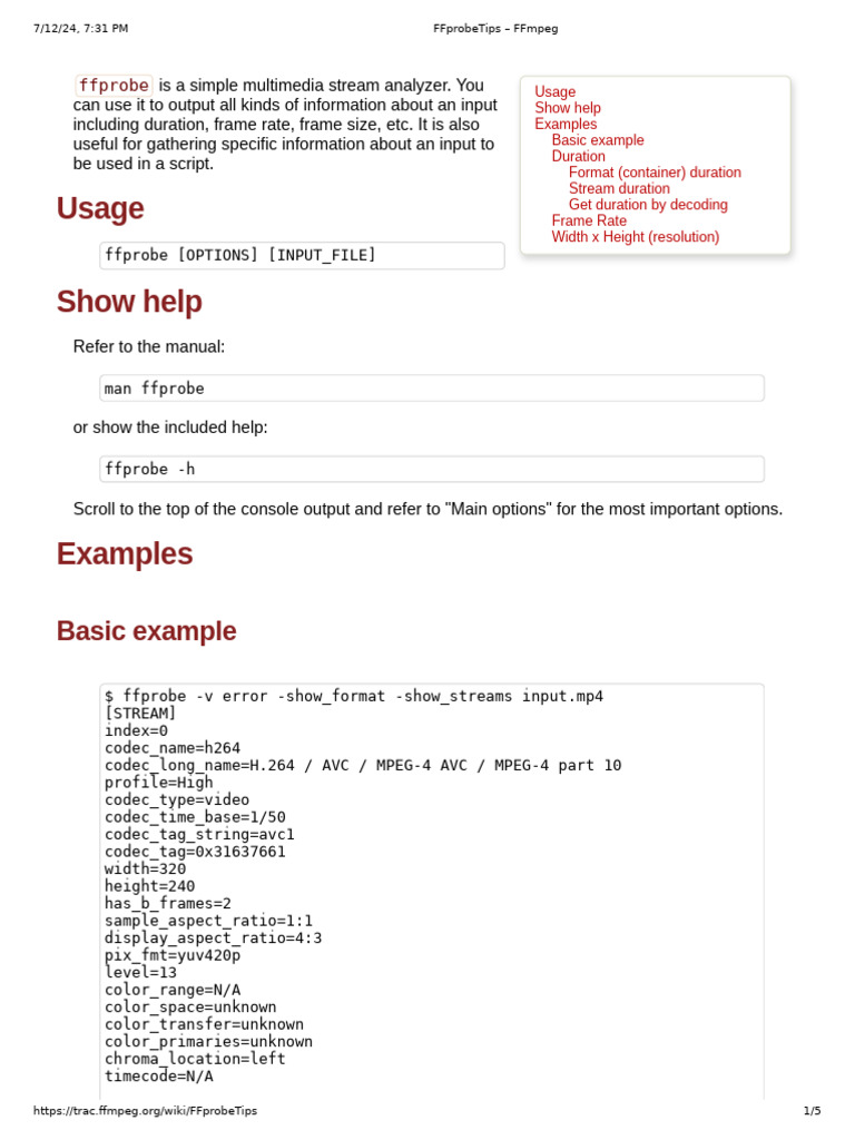 FFprobeTips - FFmpeg | PDF | Computer File Formats | Computer File