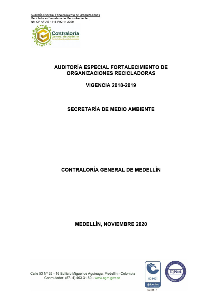 INFORME DEFINITIVO SMA | Descargar gratis PDF | Auditoría | Presupuesto