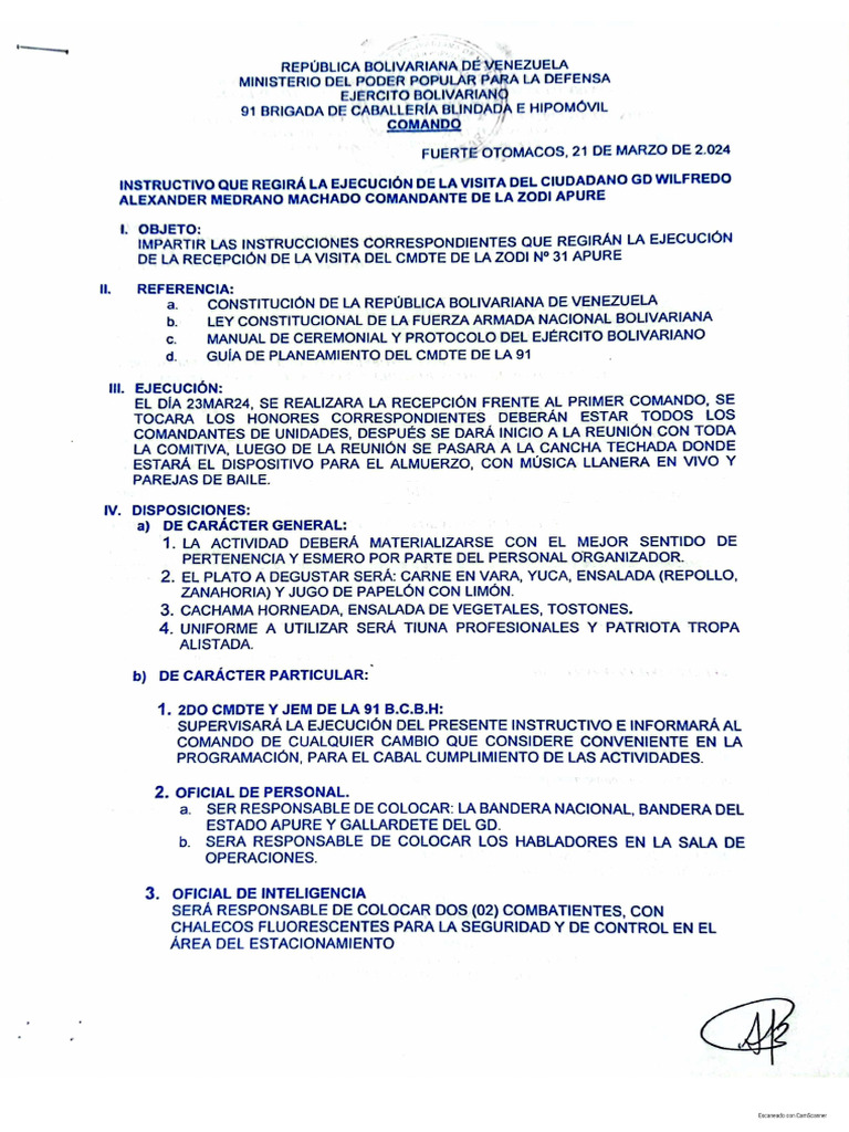 Instructivo Visita Cmdte de Zodi | PDF