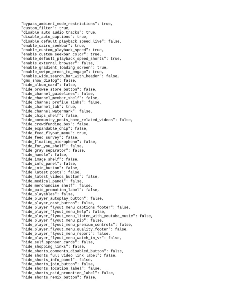 Config - Normal - YT RVX - FULL - v19.23.40 - 2024-06-28 | PDF