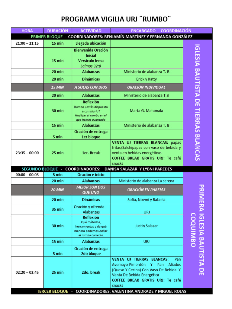 Programa Vigilia Rumbo Urj | PDF