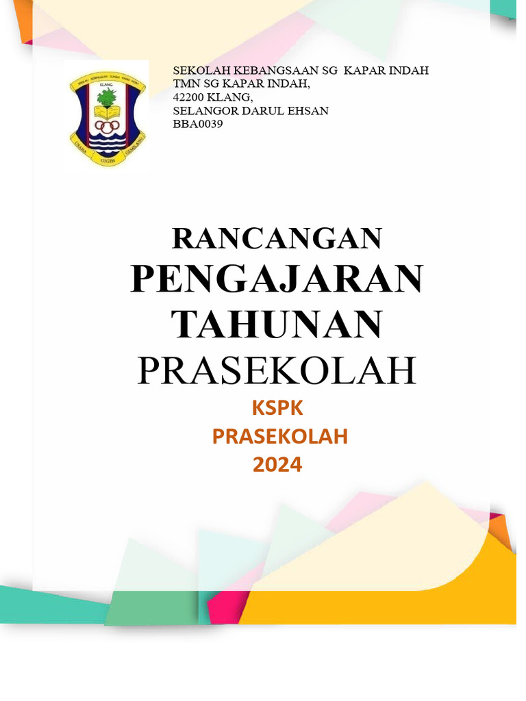 Rancangan Pelajaran Tahunan Prasekolah 2024 | PDF