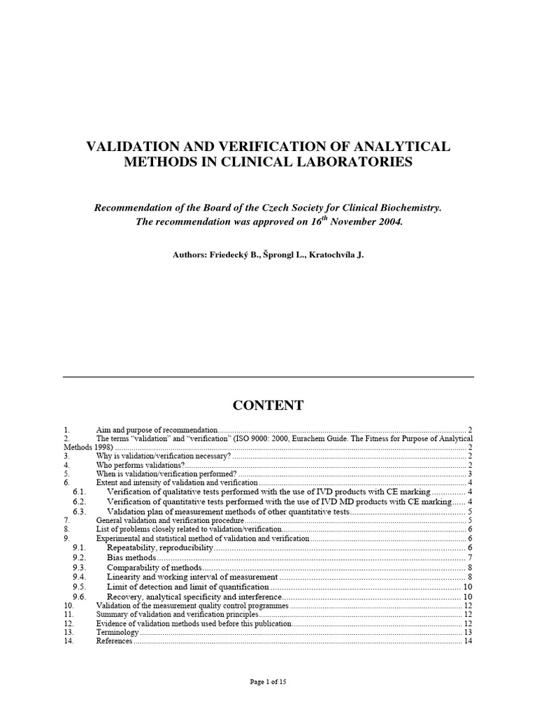 Validation And Verification Of Analytical Methods 1720521746 Pdf Detection Limit