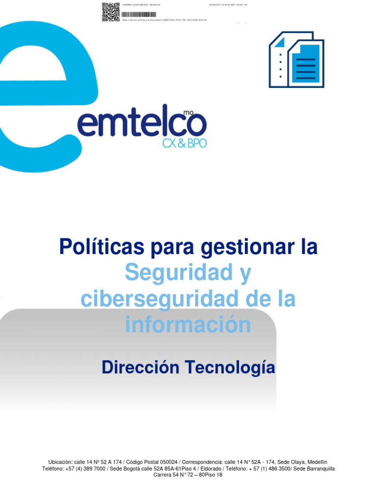 Politicas para Gestionar La Seguridad y Ciberseguridad de La ... Politicas para Gestionar La Seguridad y Ciberseguridad de La ...