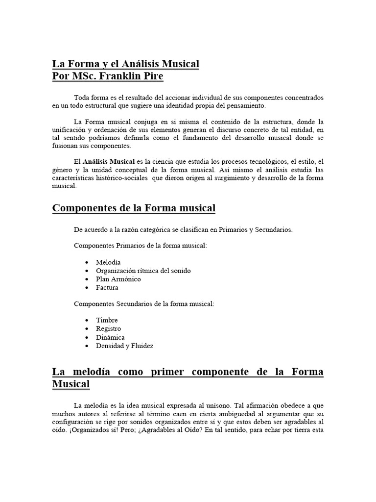 La Forma y El Analisis Musical | PDF | Ritmo | Metro (poesía)
