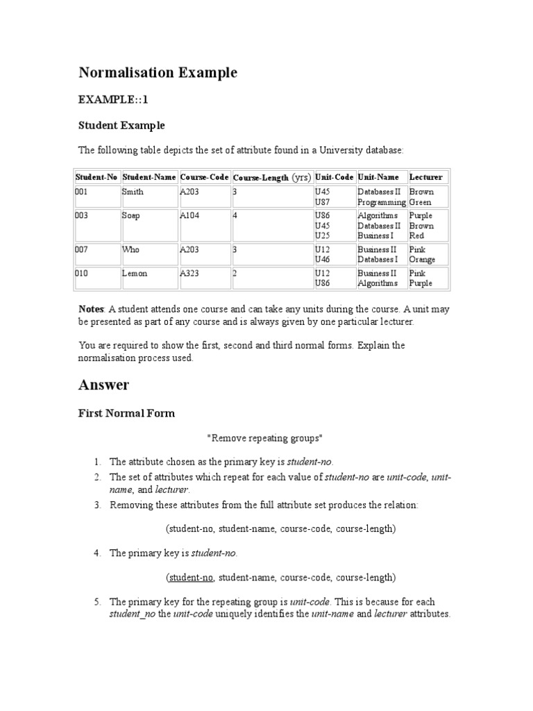 normalisation example-student | Scientific Modeling | Computer Data