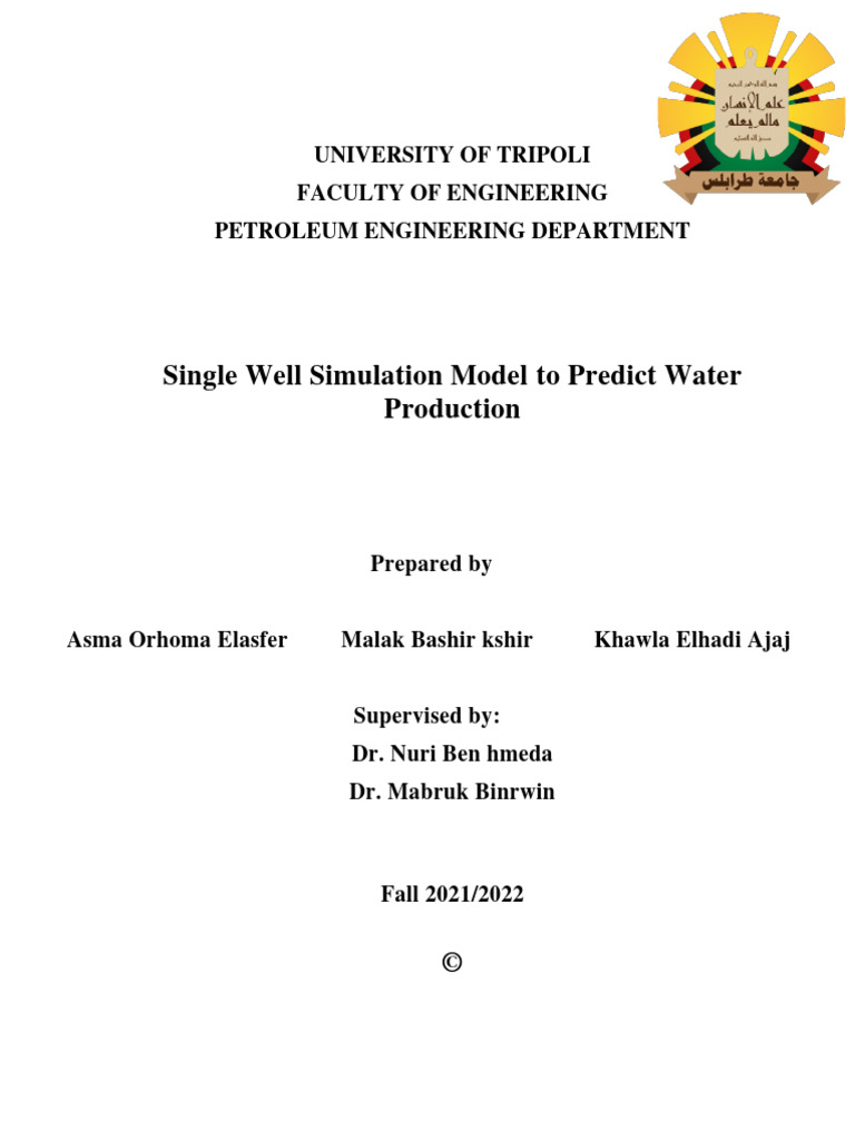 Single Well Simulation Model To Predict Water Production. Malak Kshir | PDF | Simulation ...