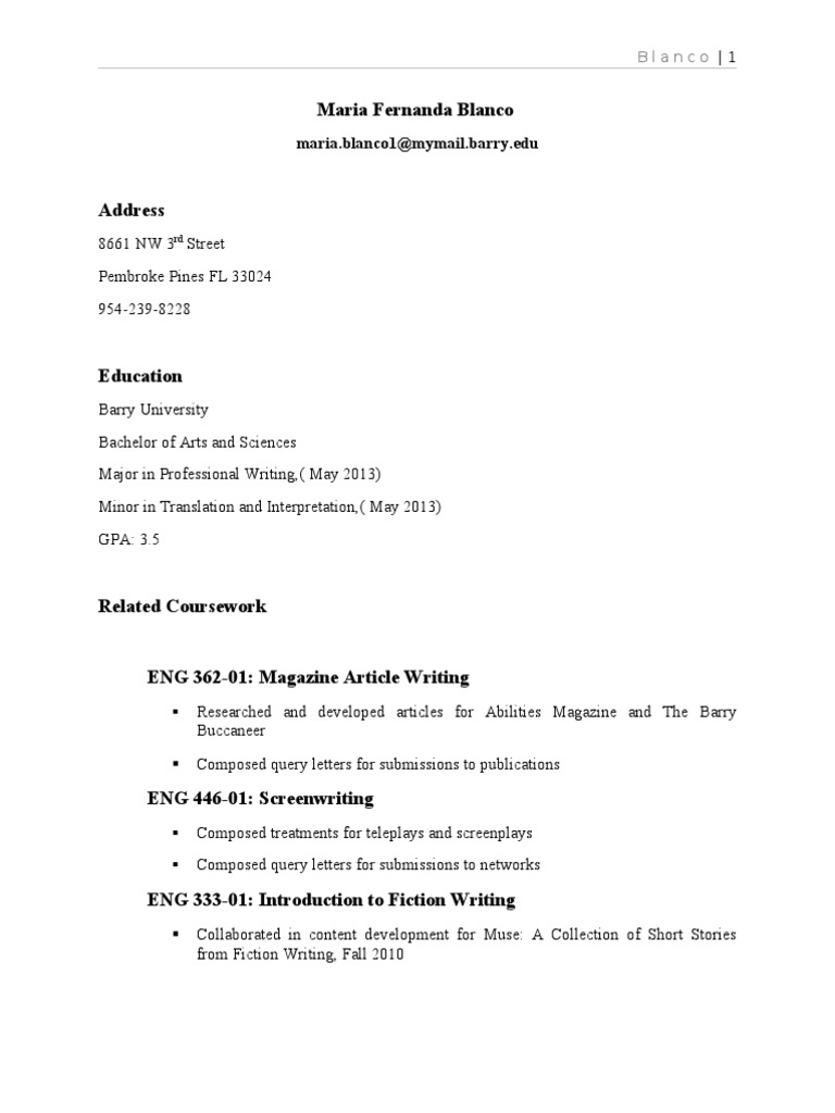 Maria Blanco's Resume | PDF