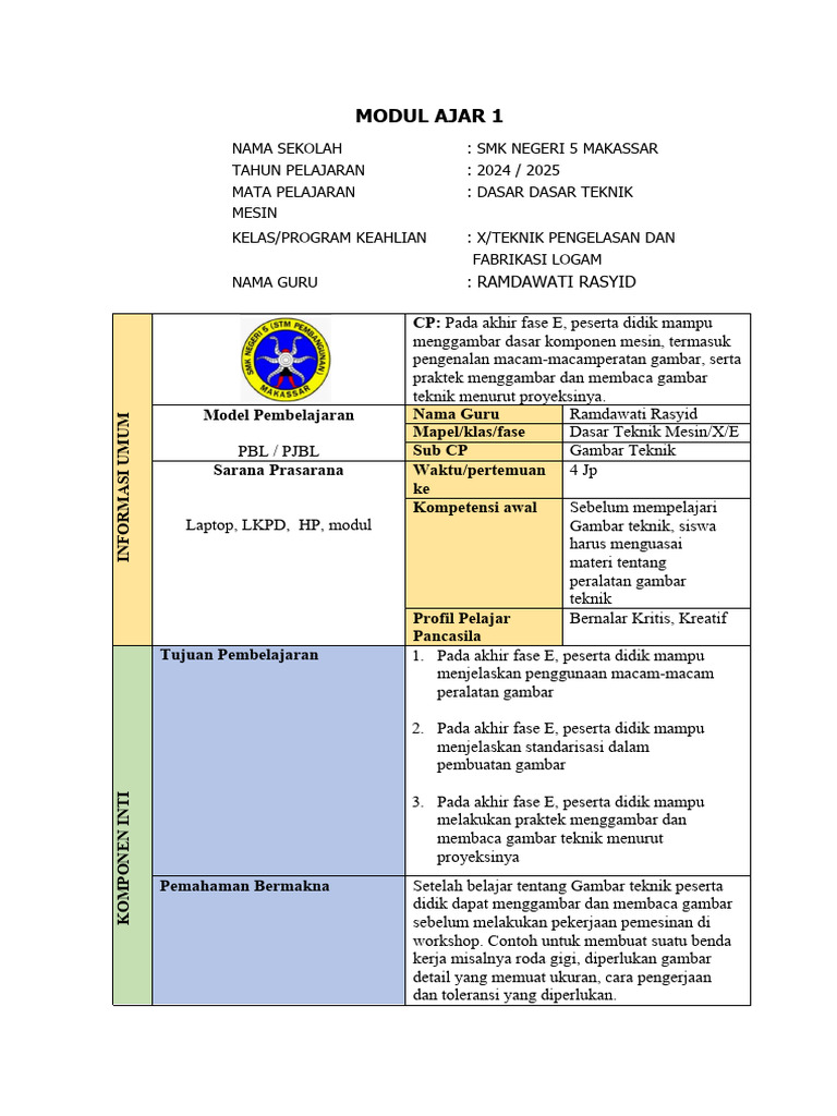 Modul Gambar Teknik SMK 2024/2025 | PDF | Komputer
