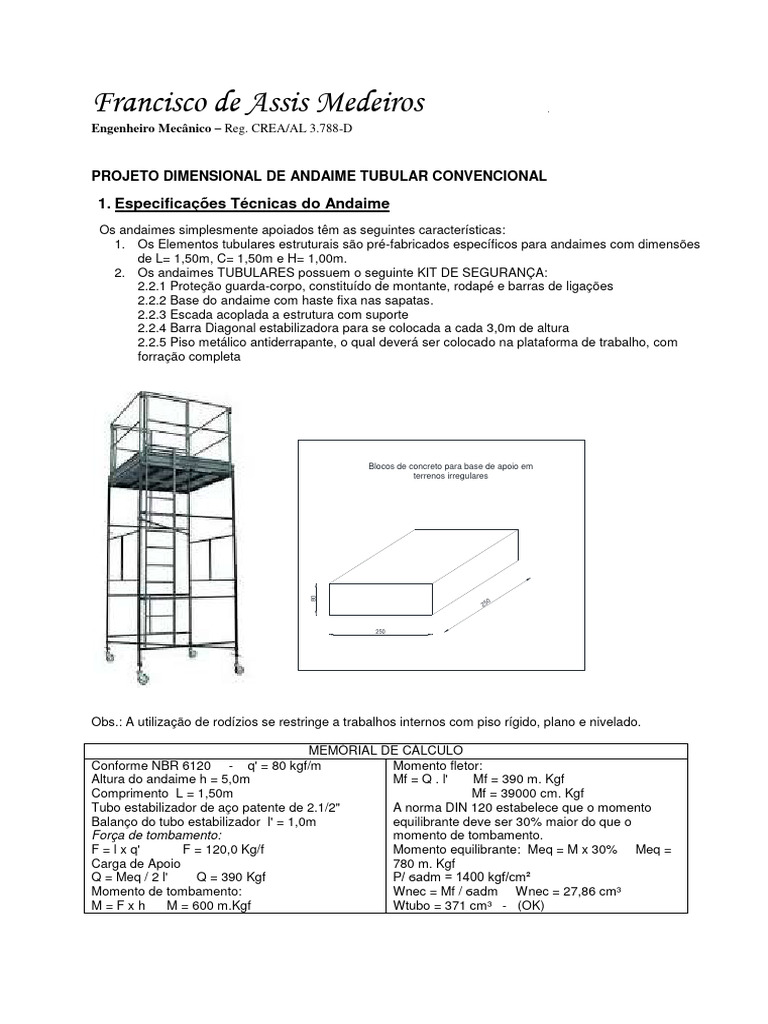 PROJETO DE ANDAIME | PDF