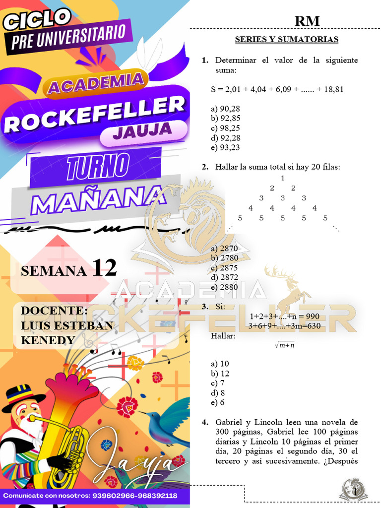 RM - Sem 12 - Series y Sumatoria | PDF | Notación Matemática