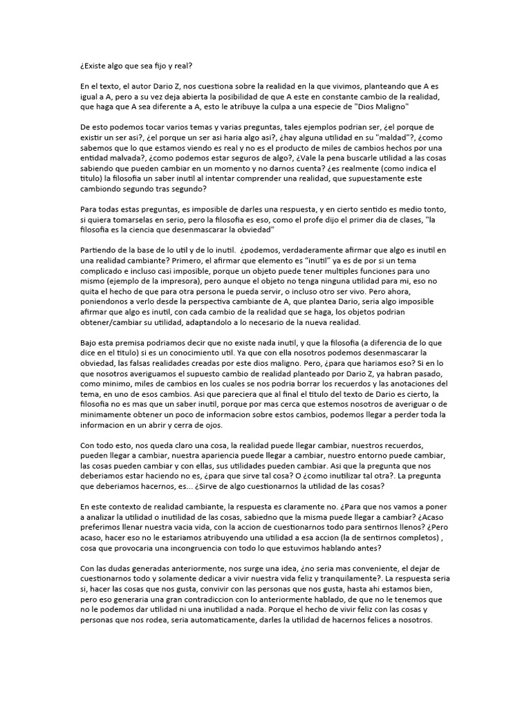 ¿Existe Algo Que Sea Fijo y Real | PDF | Realidad