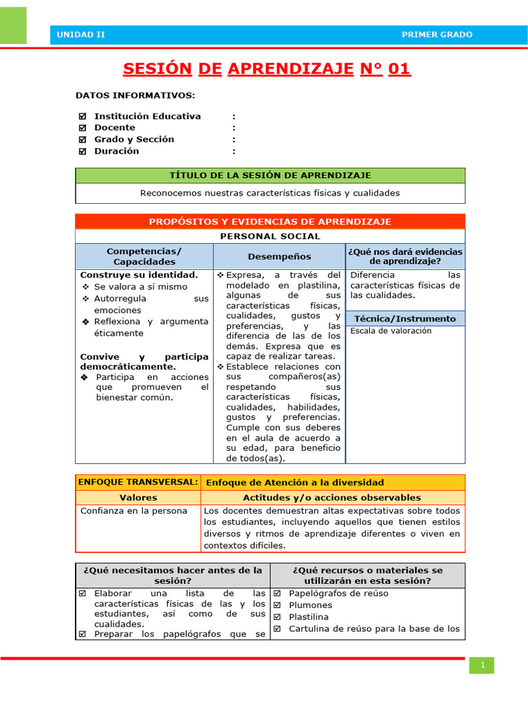 2.- Sesiones de aprendizaje - Unidad Didáctica II | PDF | Aprendizaje | Enseñando
