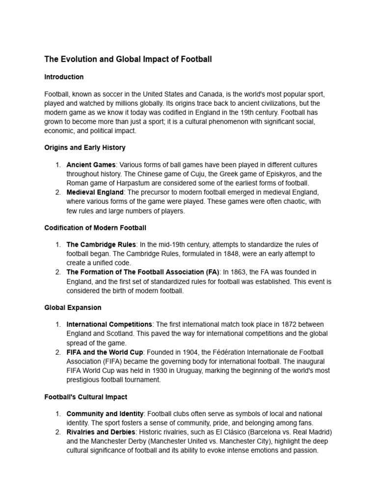 Evolution and Impact of Football | PDF | Association Football | Sports
