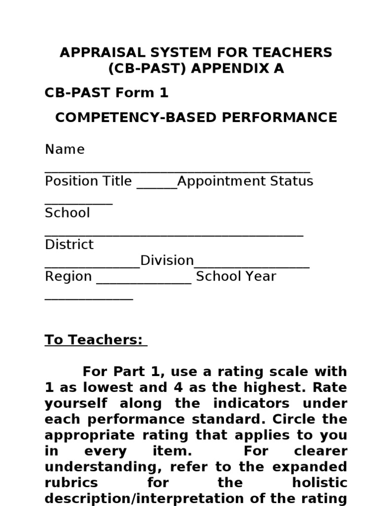 CB-PAST Forms For Teachers | PDF | Teachers | Educational Assessment