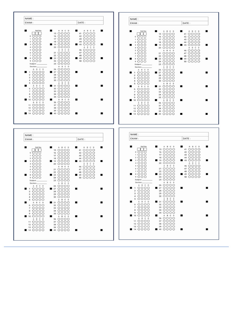 Answer Sheet 50 Items | PDF