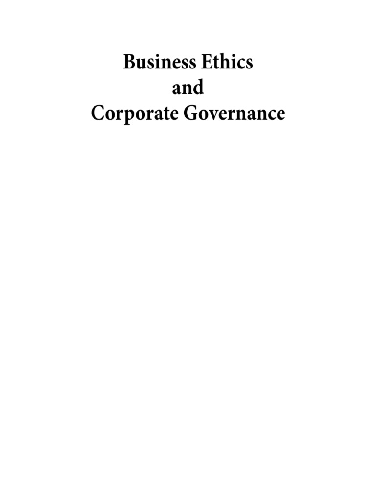 Business Ethics and Corporate Governance | PDF