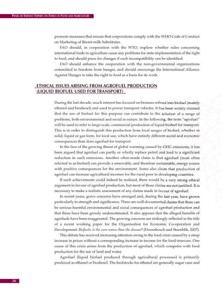 9.3 Ethical Issues Arising From Agrofuel Production | PDF | Biofuel | Biodiesel
