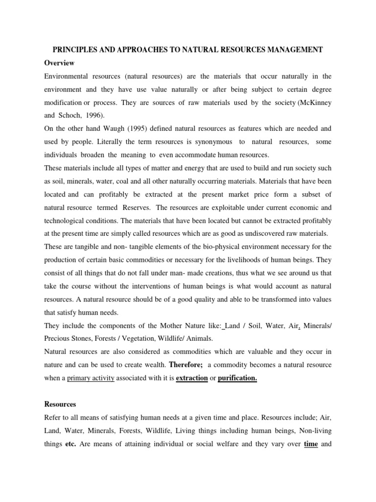 Full Principles and Approaches To Natural Resources Management | PDF ...