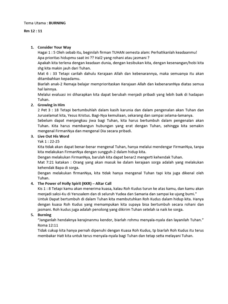 Tema Retret Remaja KeKraSo | PDF