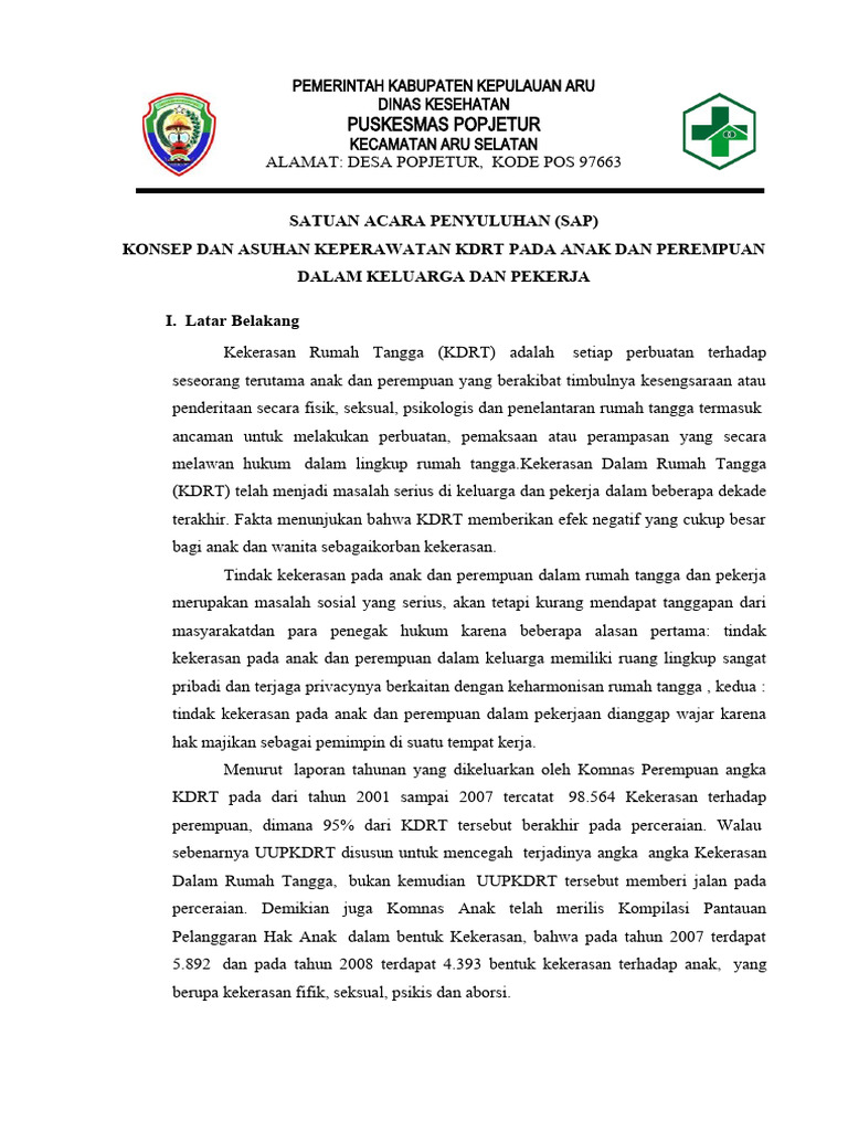 Sap KDRT Dan Ktpa PKM Popjetur | PDF
