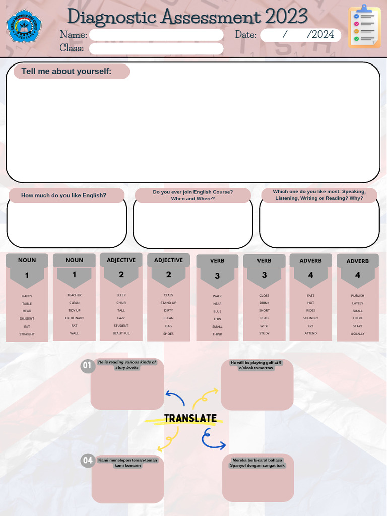 Diagnostic Assessment 2024 | PDF | Verb | Grammatical Tense