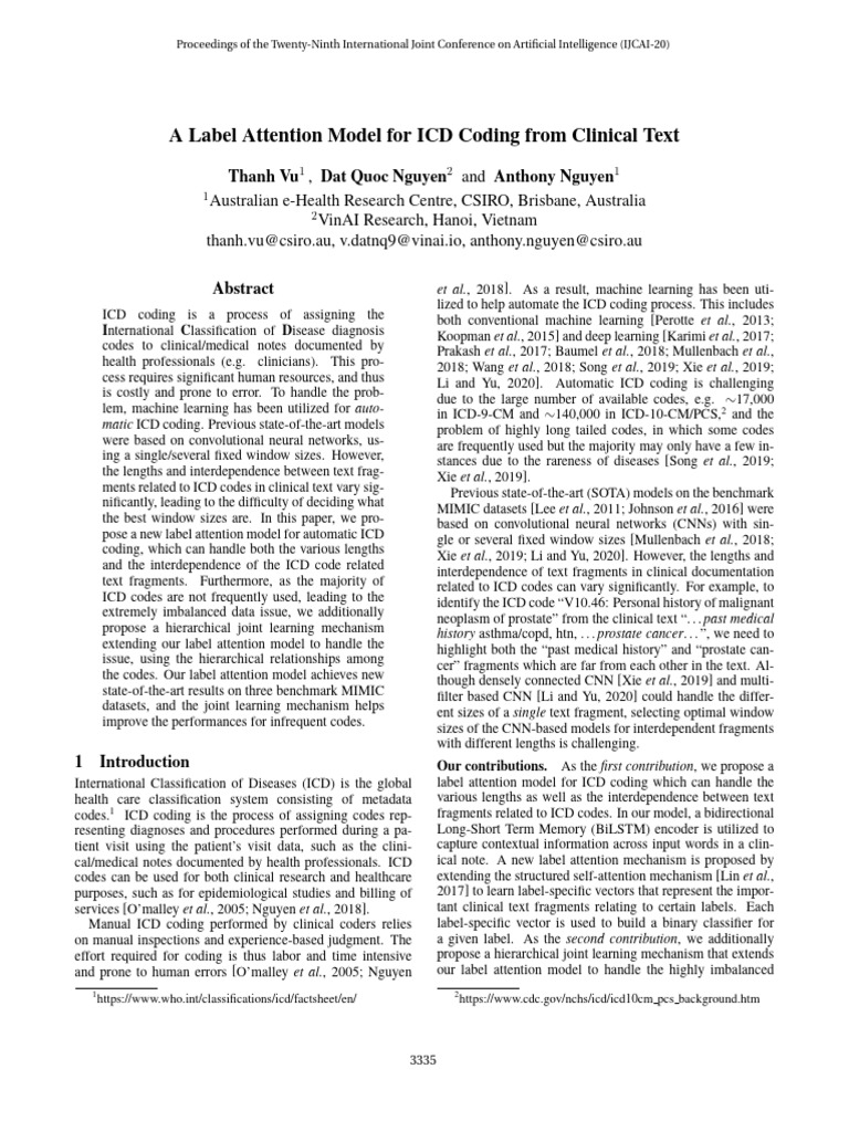 A Label Attention Model for ICD Coding from Clinical Text | Download Free PDF | Support Vector ...