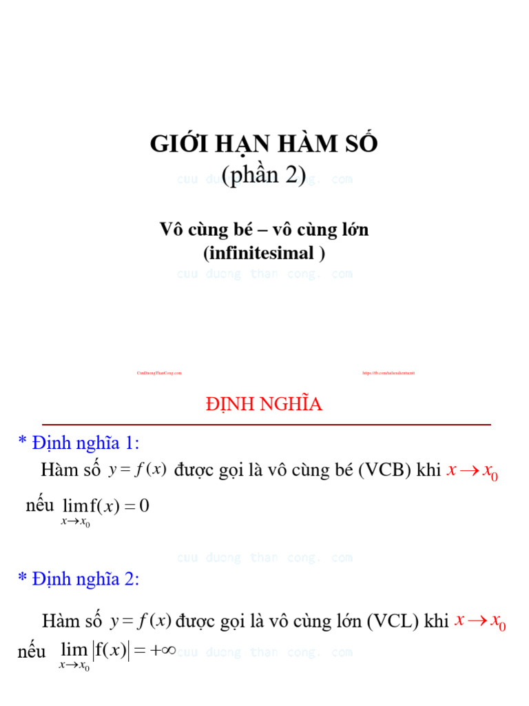 Giai Tich 1 Co Vy n01. Gioi Han Ham So b3 Vo Cung Be Vo Cung Lon ...