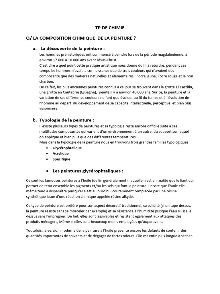 TP de Chimie | PDF | Peinture | Pigment