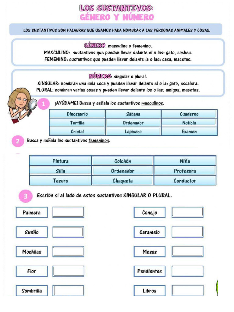 Genero y Numero Del Sustantivo | PDF