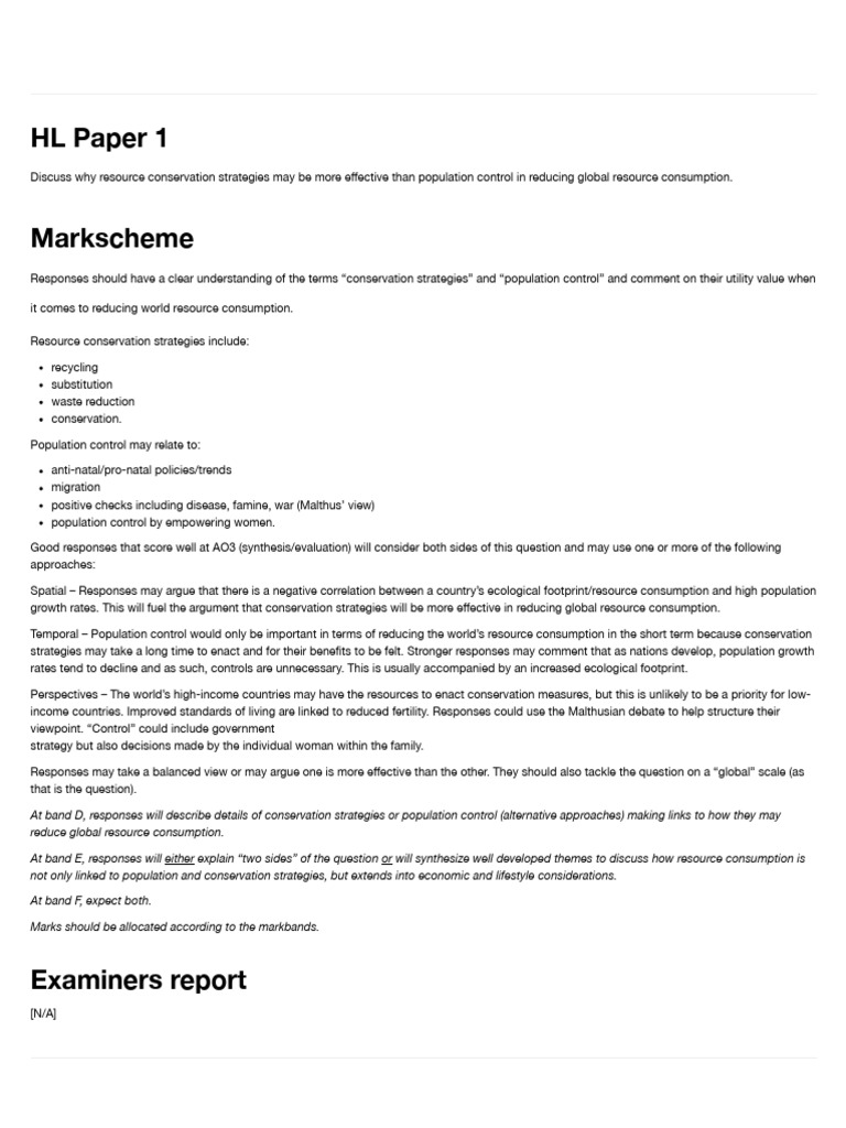 markscheme-HL-paper1 | PDF | Human Migration | Poverty Reduction