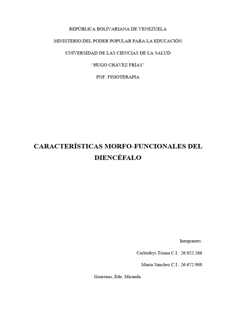El Diencefalo. Triana y Sanchez | PDF | Cerebro | Tálamo