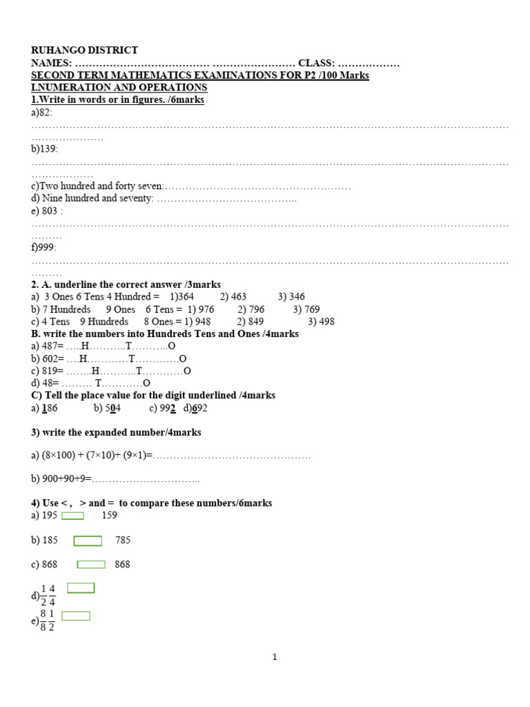 RUHANGO P2 Thematics Exam Paper | PDF | Mathematical Objects | Division ...