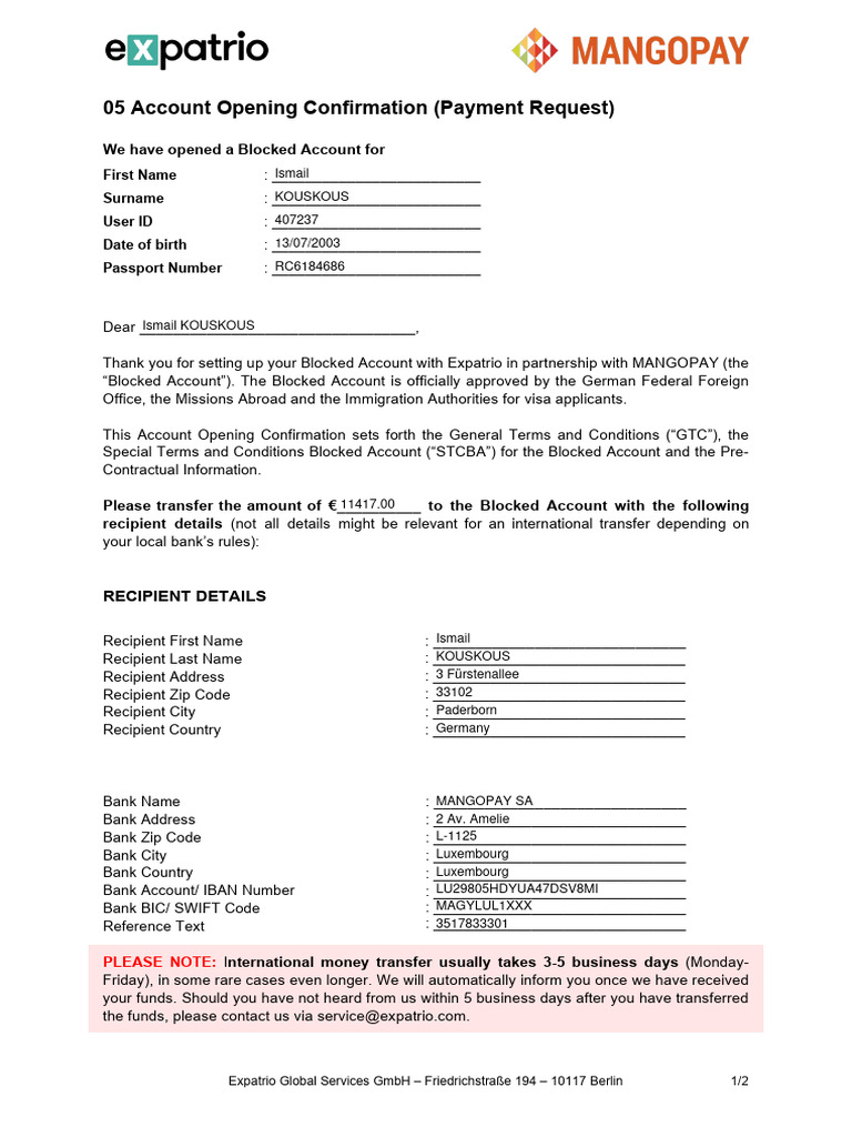 (#d8875) FID ACCOUNT OPENING CONFIRMATION 05 | PDF | Banking Technology | Banking