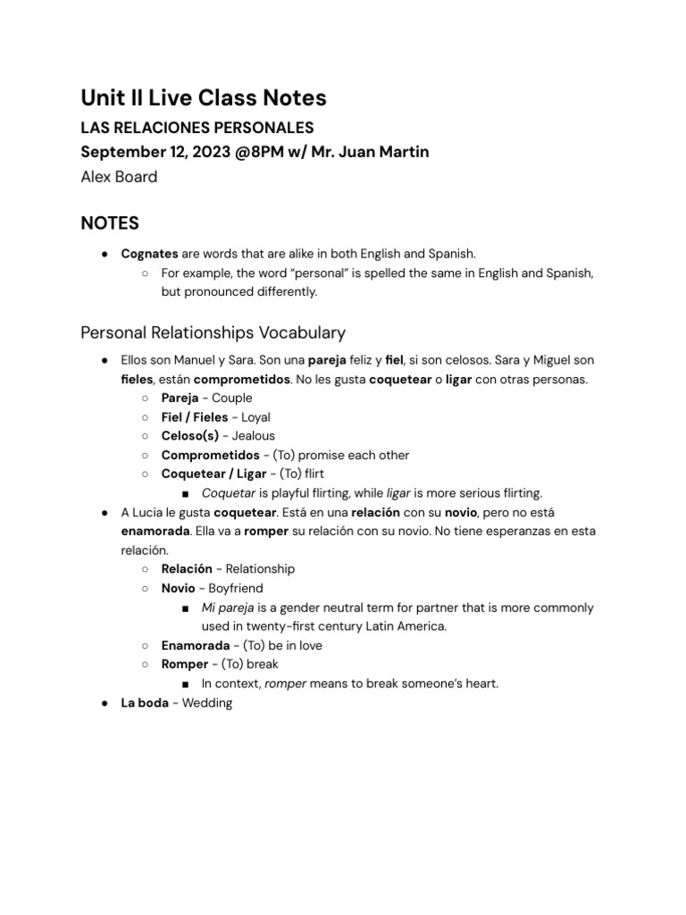Personal Relationships & Reflexive Verbs | PDF | Grammatical Gender ...