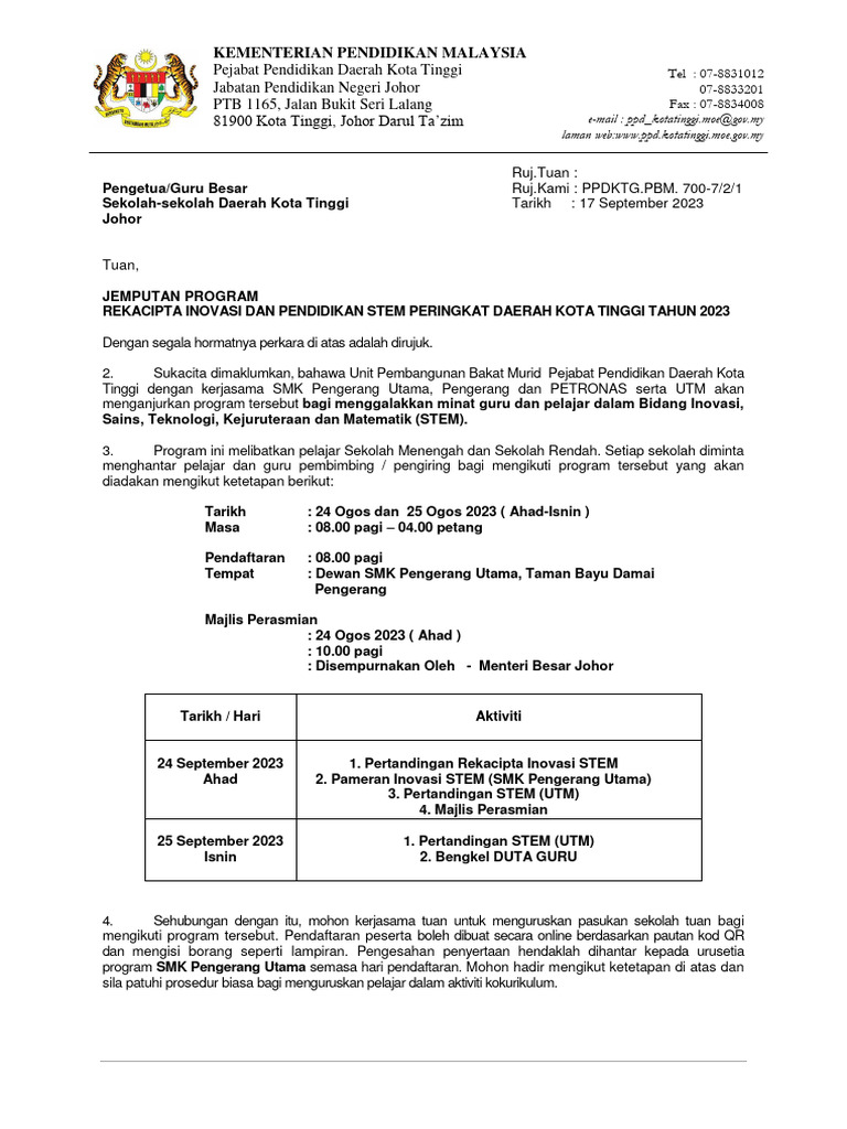 Program Inovasi STEM Kota Tinggi 2023 | PDF | Bisnis