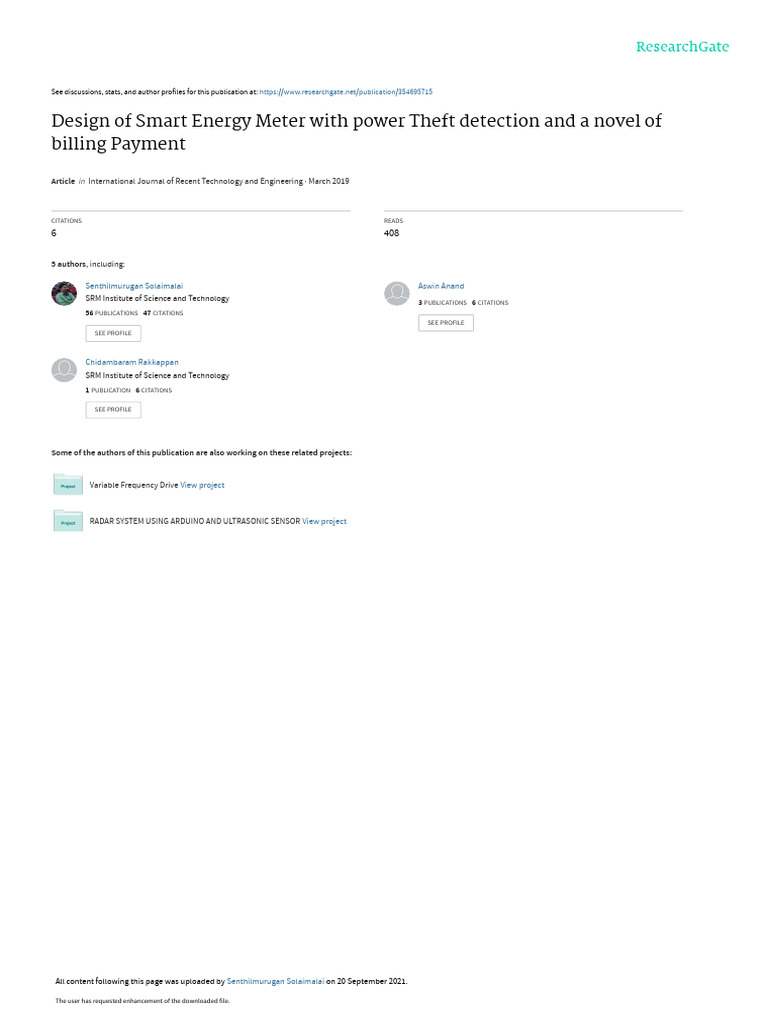 Design of Smart Energy Meter With Power Theft Detection and A Novel of ...