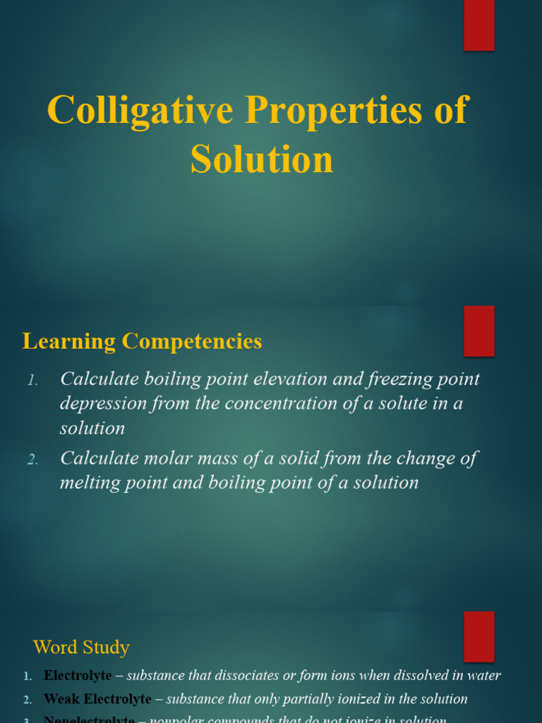 Chemistry: Colligative Properties | PDF | Chemistry | Physical Chemistry