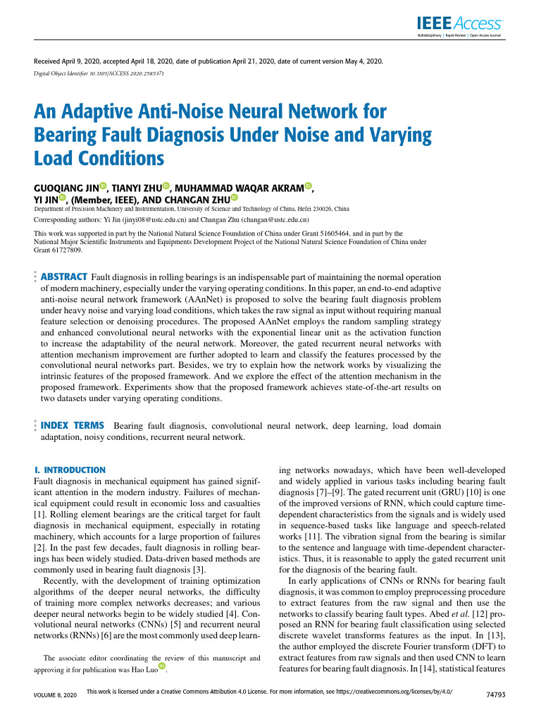 An Adaptive Anti-Noise Neural Network For Bearing Fault Diagnosis Under Noise and Varying Load ...
