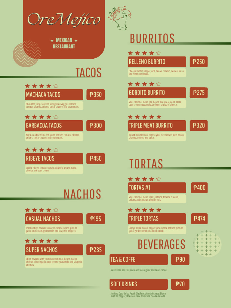 Romero Menu | PDF | Burrito | Taco